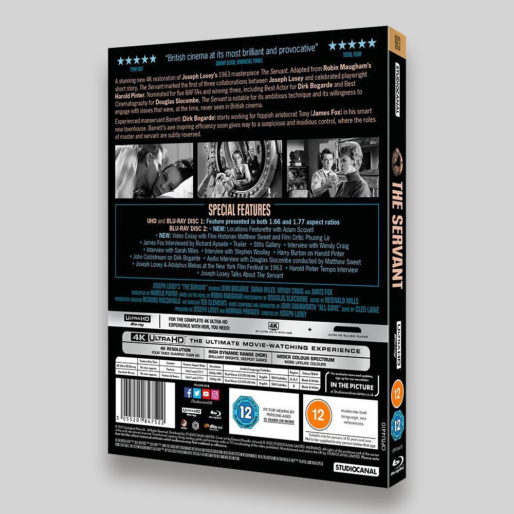 The Servant UHD Blu-ray, Blu-ray and DVD Packaging – Rogue Four Design
